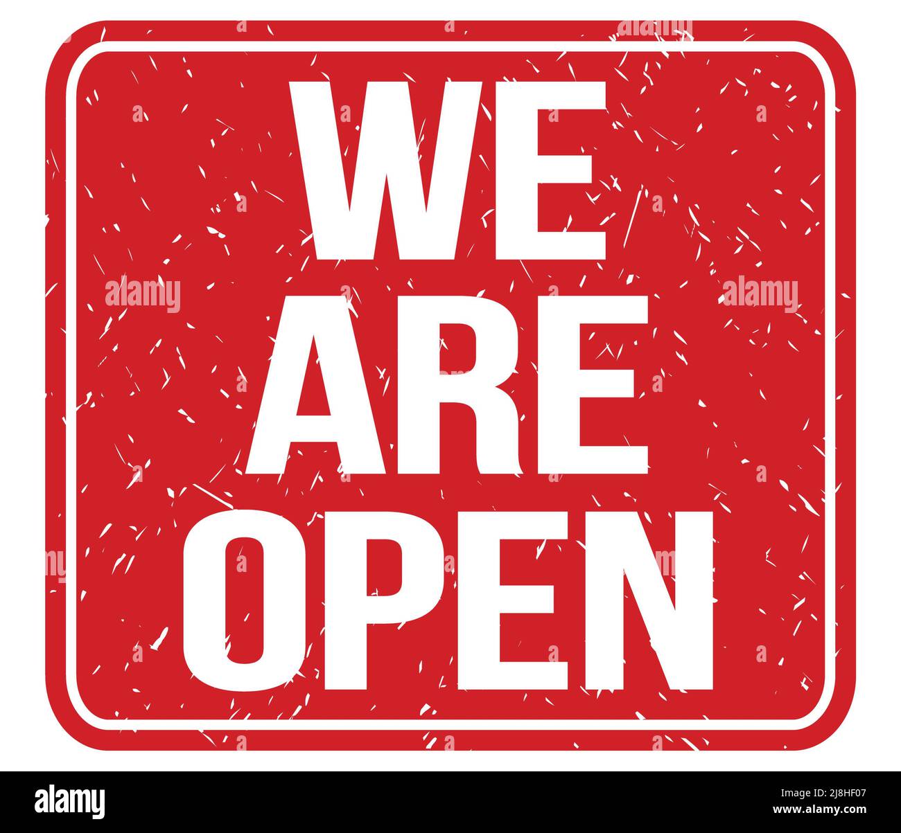 WE ARE OPEN, text written on red vintage stamp sign Stock Photo - Alamy