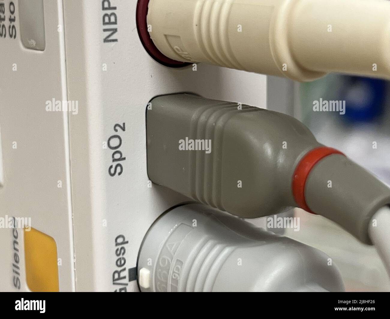 Plug in port for oxygen saturation or SPO2 monitor in a hospital ...