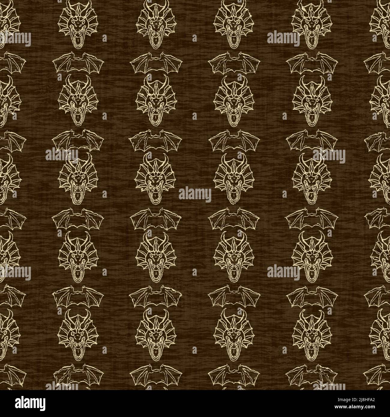 Dragon linen effect texture seamless pattern. Woven mythical beast for ...