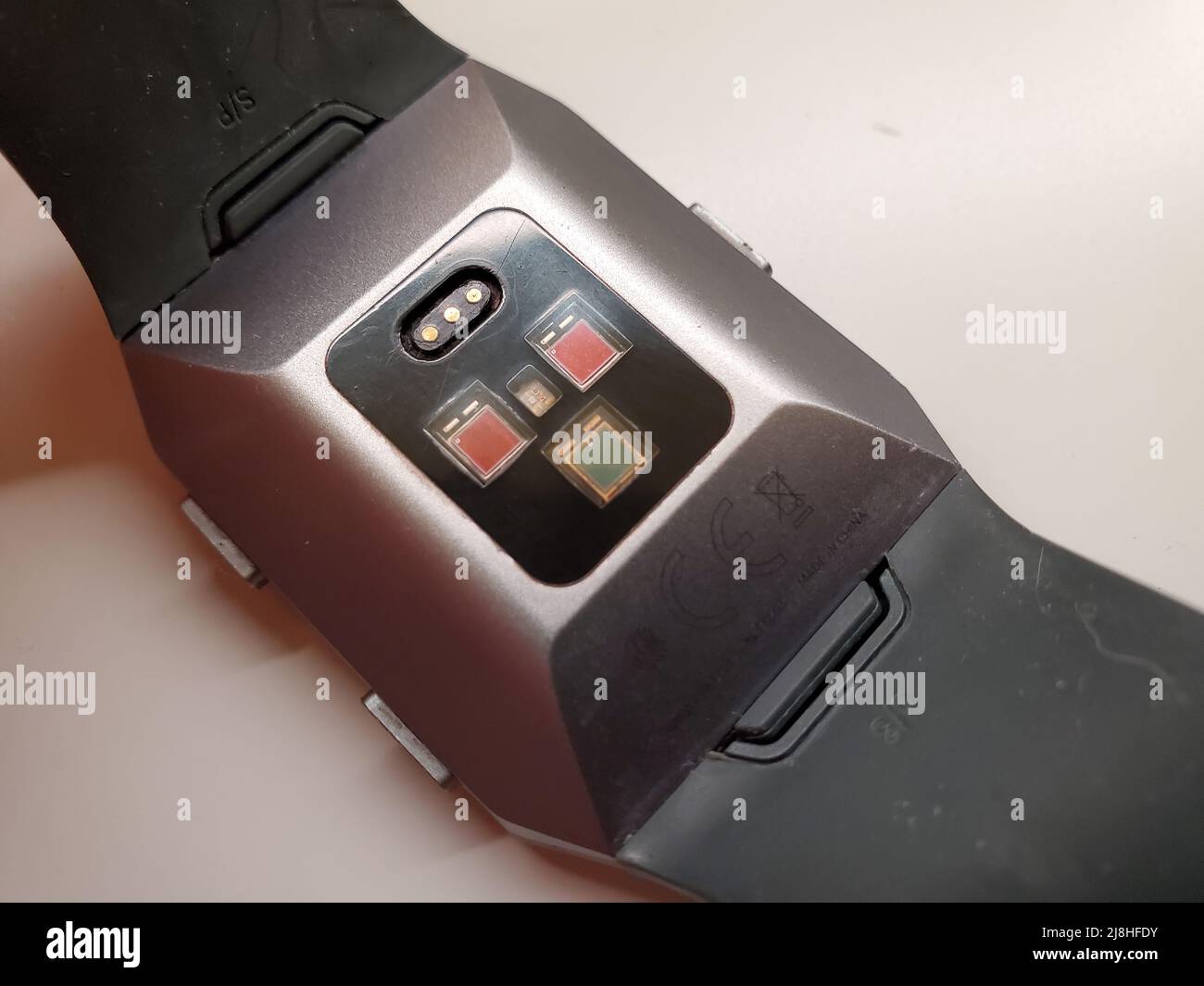 Sensors on back of Fitbit Ionic smartwatch, Lafayette, California ...