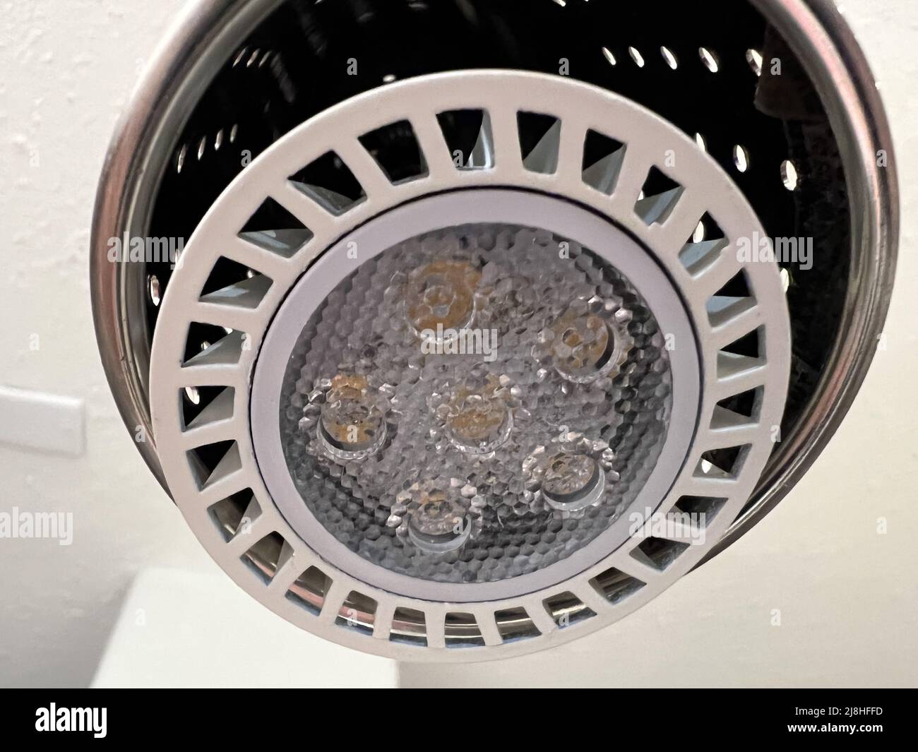 Low-angle view of LED directional light or spotlight, replacing a ...