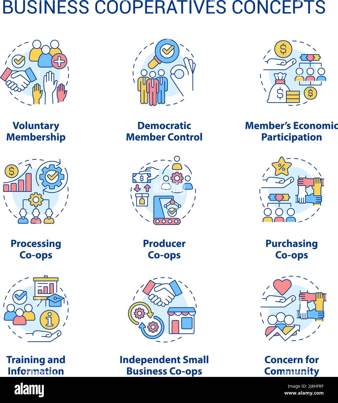 Business cooperatives concept icons set Stock Vector Image & Art - Alamy
