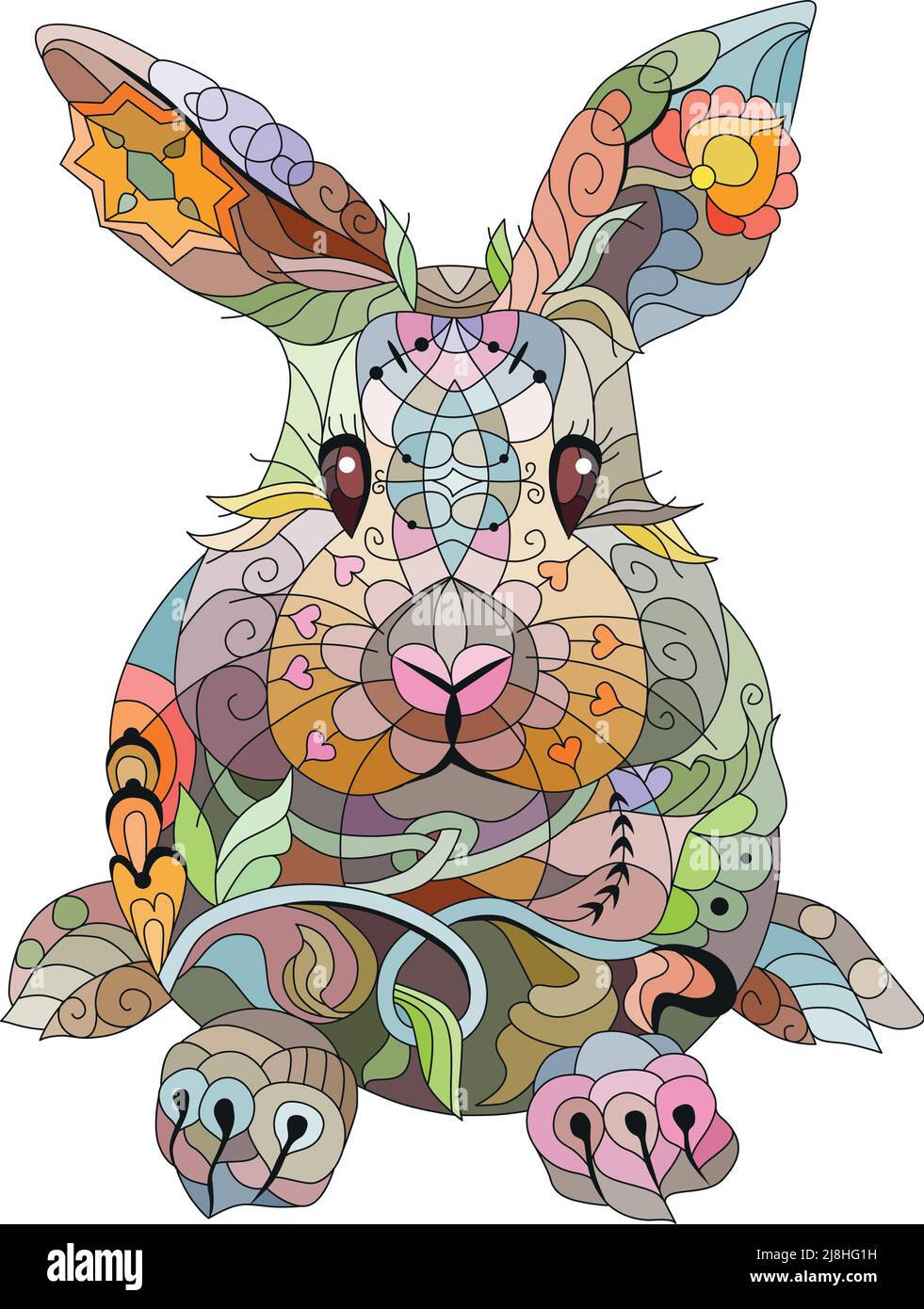 Spring rabbit. Easter background with creative cute bunny. Colorful ...