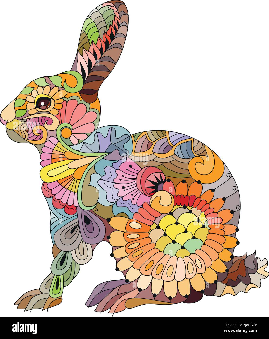 Spring rabbit. Easter background with creative cute bunny. Colorful ...