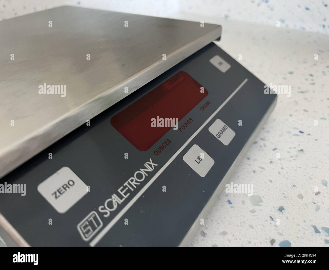 Close-up of a Scaletronix medical scale used in a healthcare setting ...