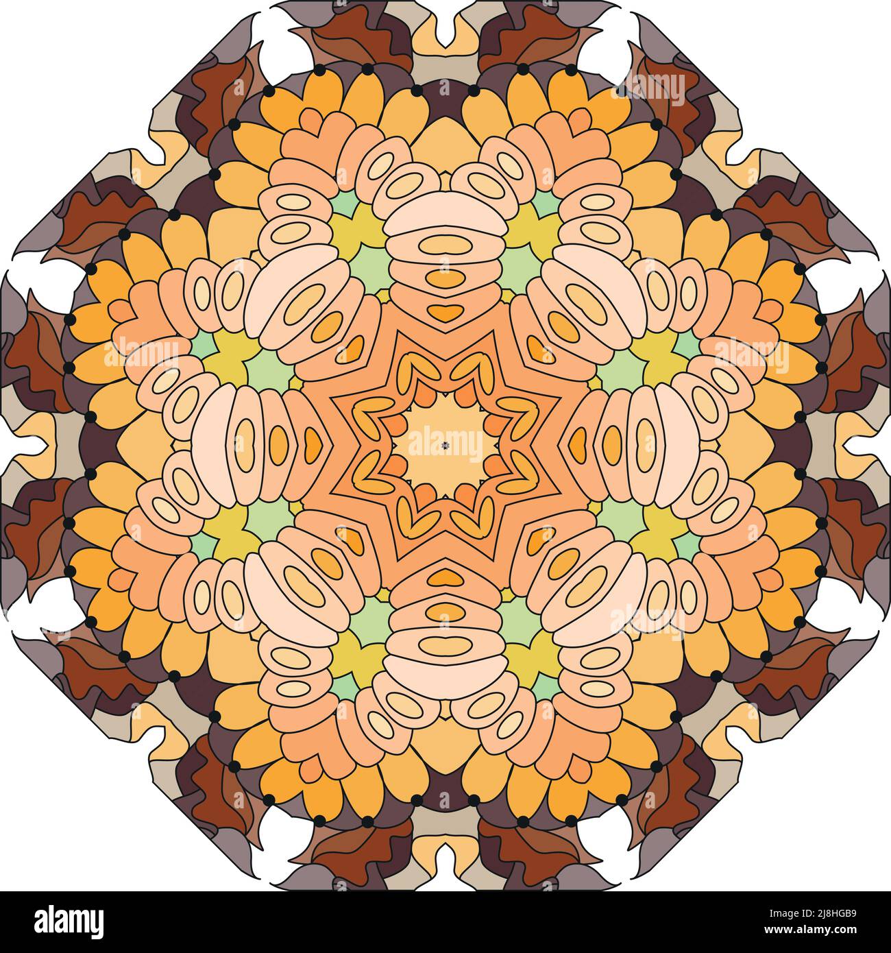 Decorative round ornament. Unusual flower shape. Oriental vector, Anti ...