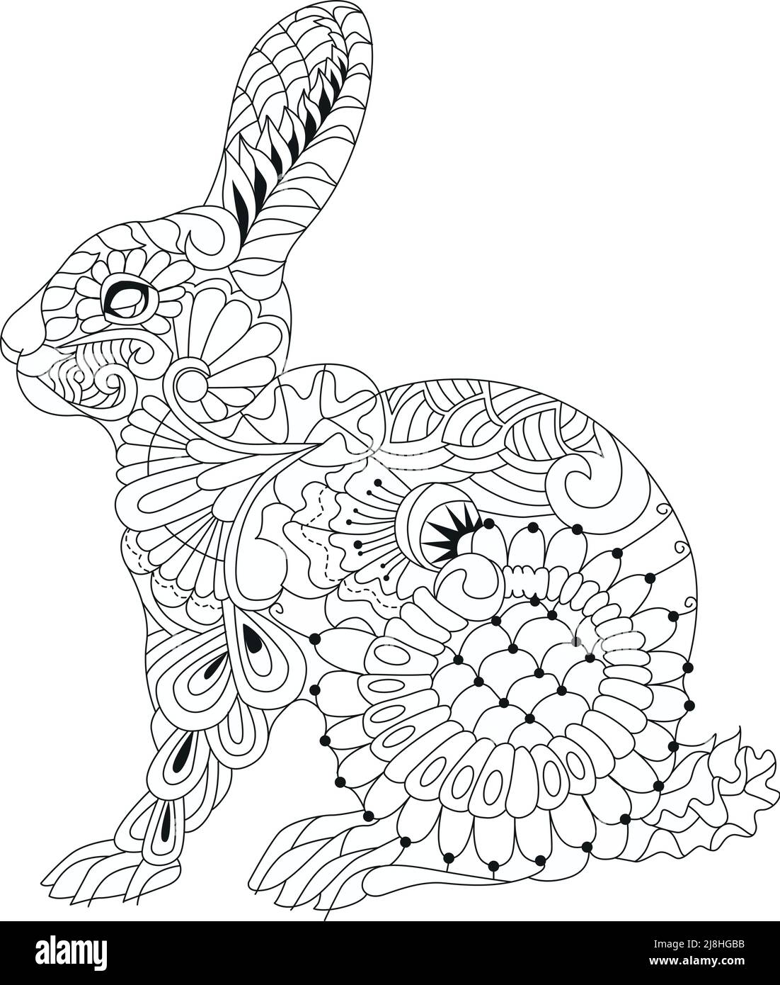 Spring rabbit coloring page for adult and children. Easter background ...