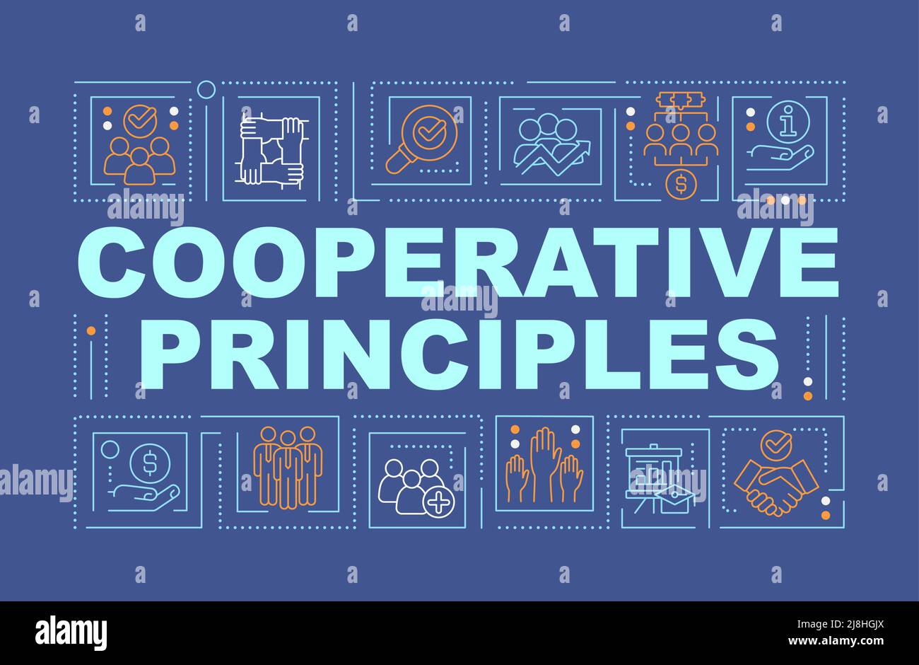 Cooperative work principles word concepts dark blue banner Stock Vector ...