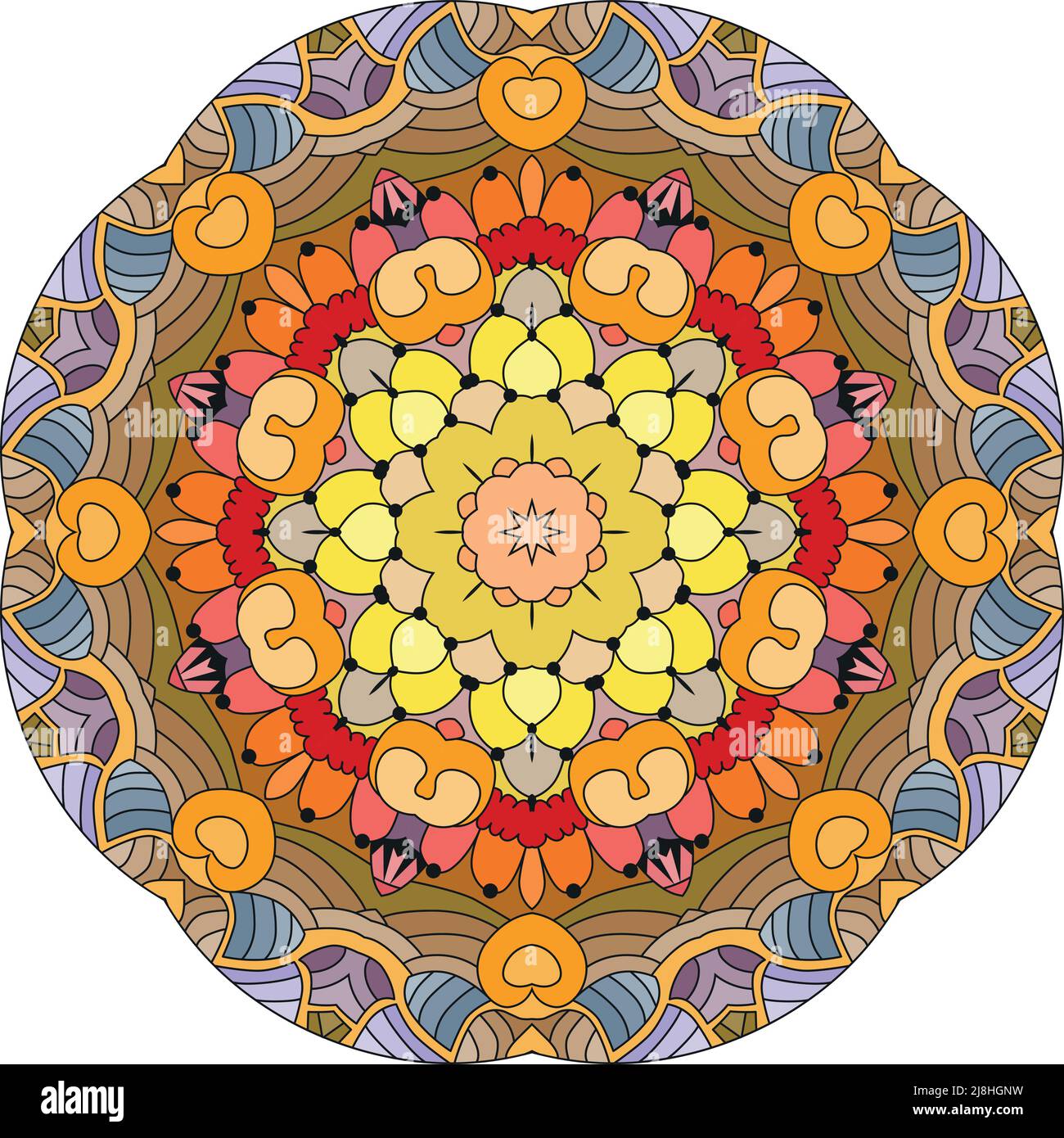 Decorative round ornament. Unusual flower shape. Oriental vector, Anti ...