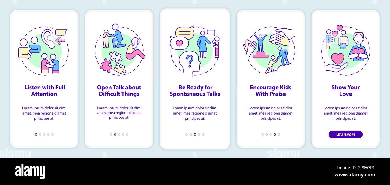 Positive communication onboarding mobile app screen Stock Vector Image ...