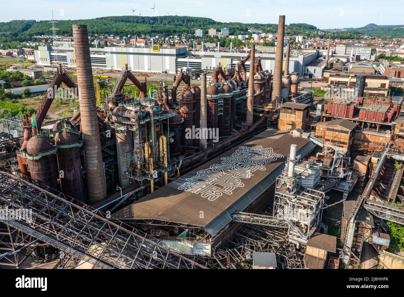 Völklingen Ironworks or Weltkulturerbe Völklinger Hütte, historic iron ...