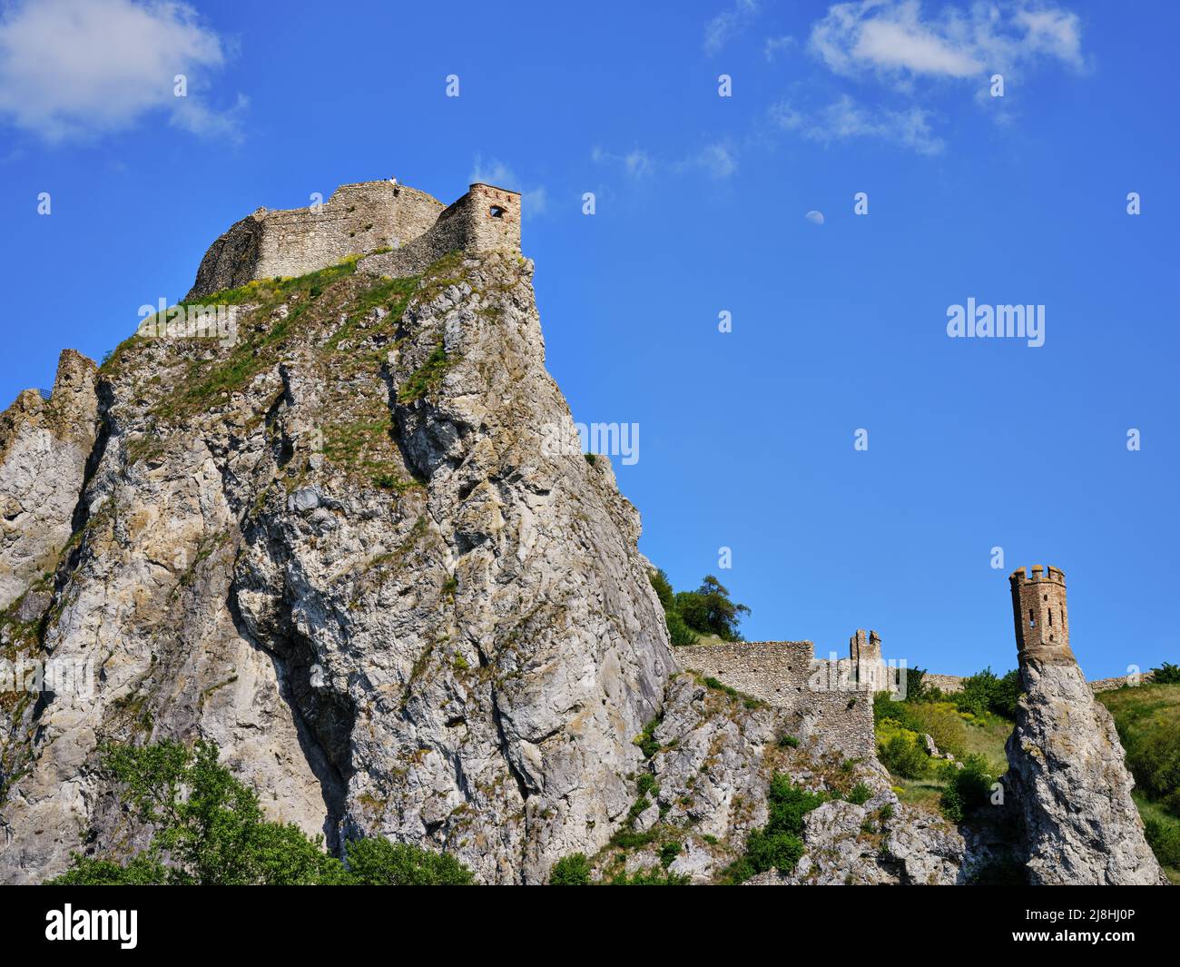 The ruins of the castle Devin from the period of Great Moravia on a ...
