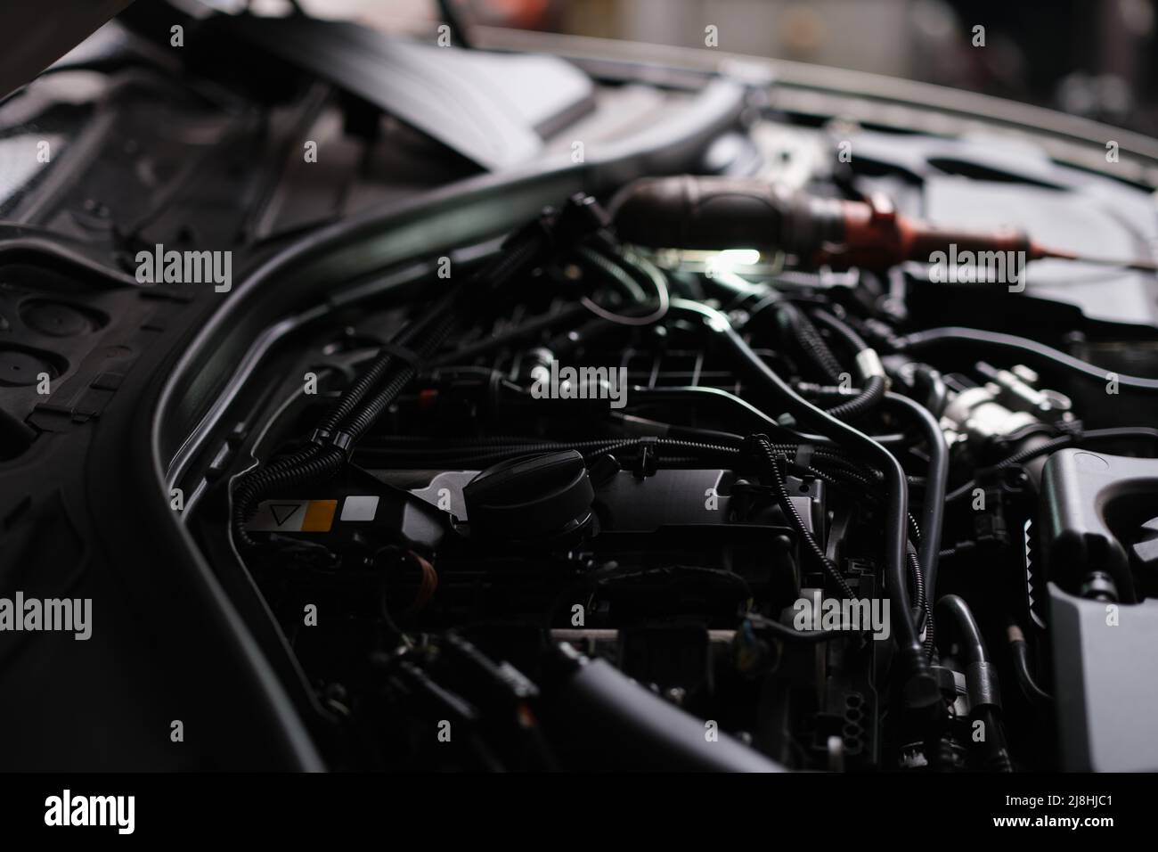 Car engine on modern car. Vehicle diagnostics and testing Stock Photo ...