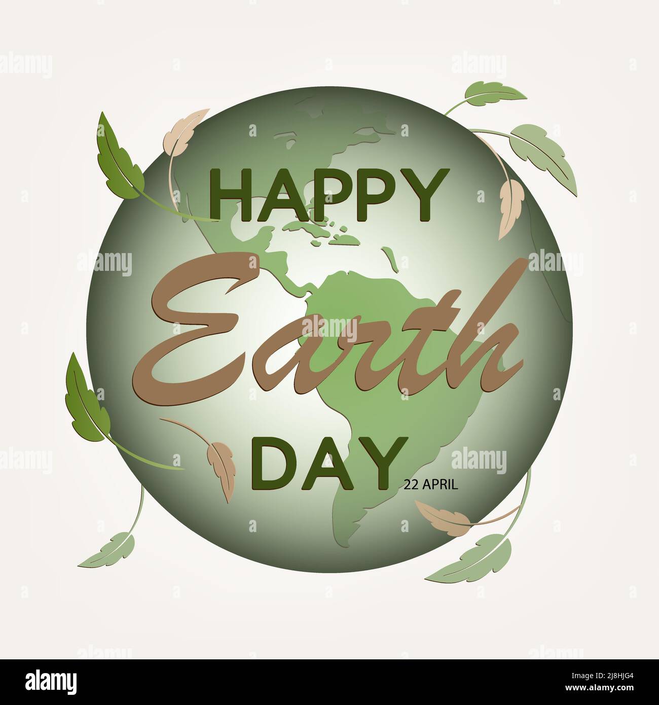 Happy earth day and world map in concept environment, ecology of vector ...