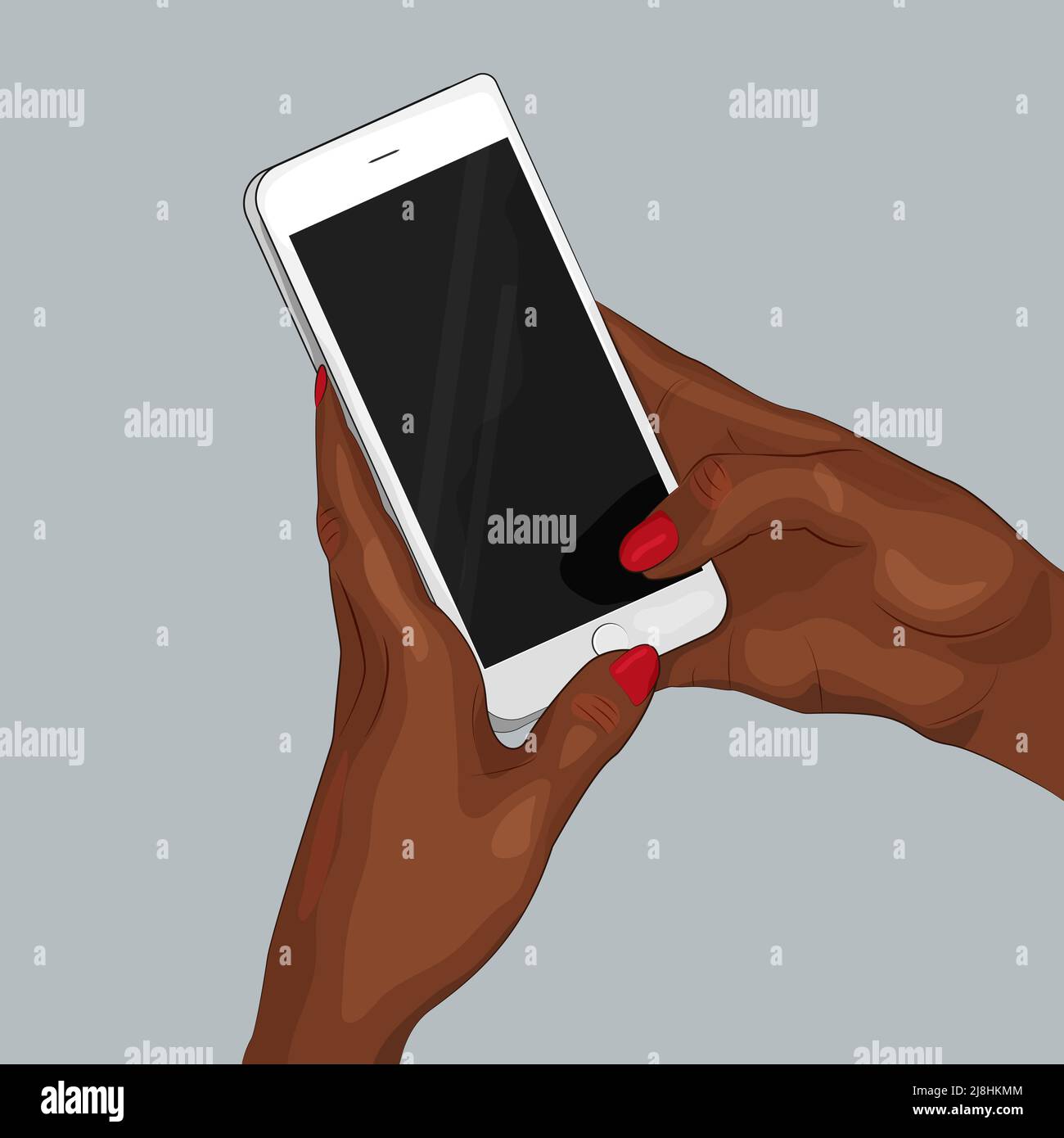 Female Holding Mobile Phone Stock Vector Images Alamy