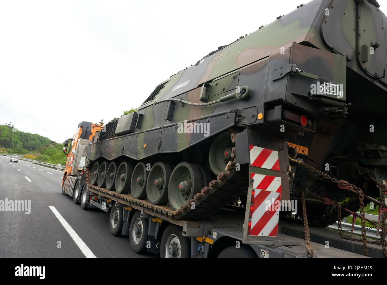 Manderscheid, Germany. 16th May, 2022. A heavy transport low loader on ...