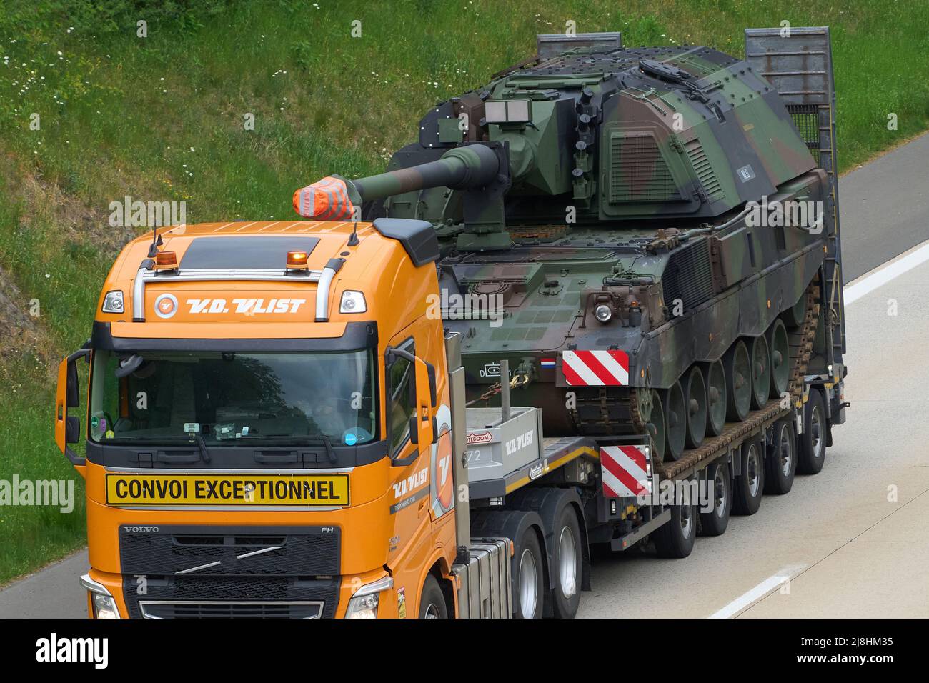 Manderscheid, Germany. 16th May, 2022. A heavy transport low loader on ...