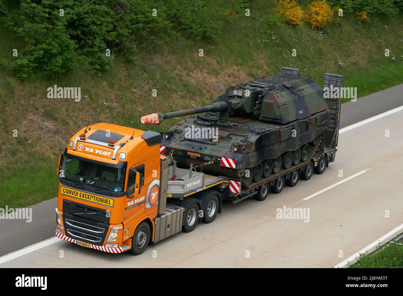 Manderscheid, Germany. 16th May, 2022. A heavy transport low loader on ...