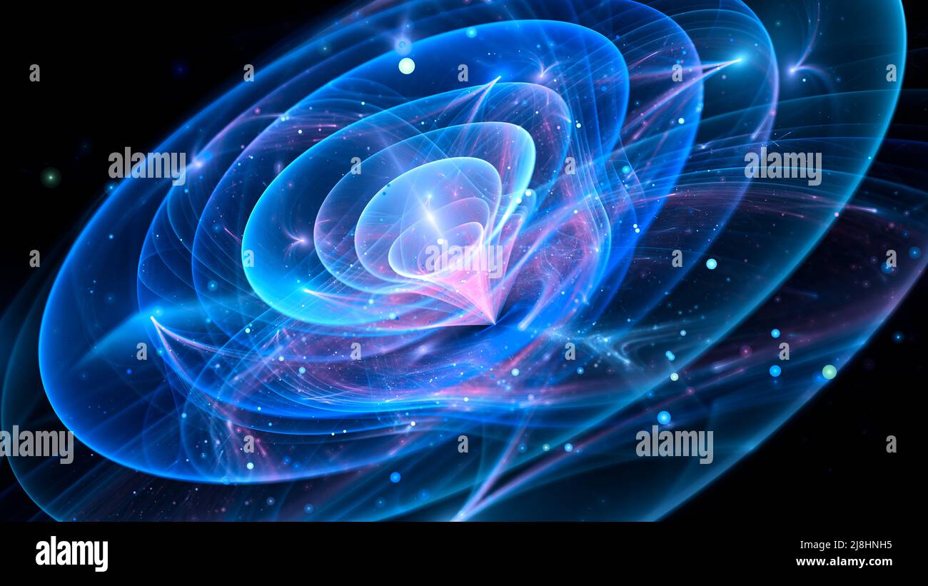 Blue glowing quantum waves in space, computer generated abstract background, 3D rendering Stock ...