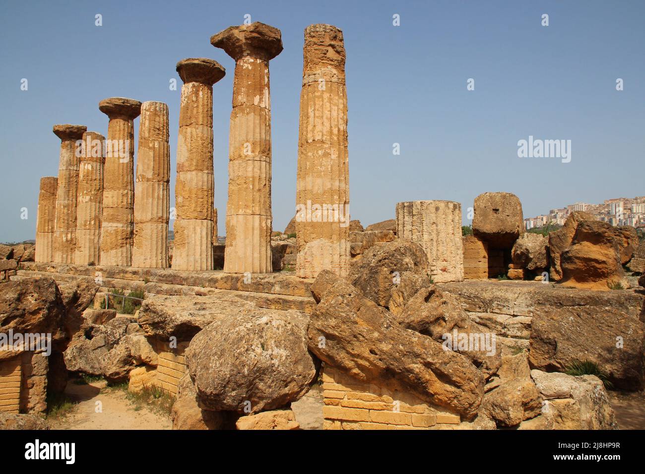 ruined antic temple (hercules temple) in agrigento in sicily (italy ...