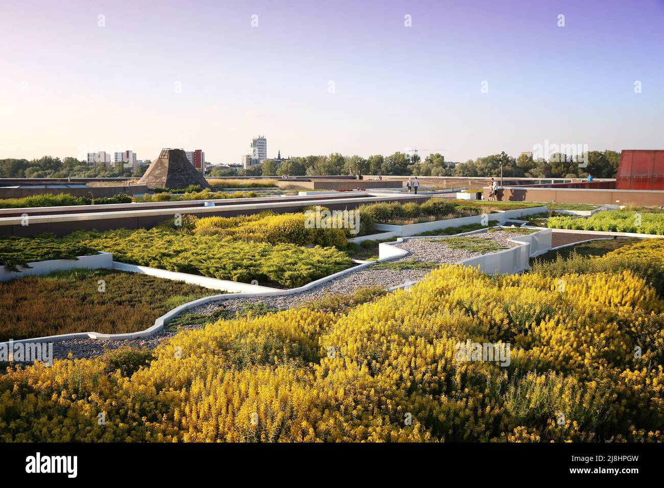 Warsaw roof garden - modern city rooftop park in Poland Stock Photo - Alamy