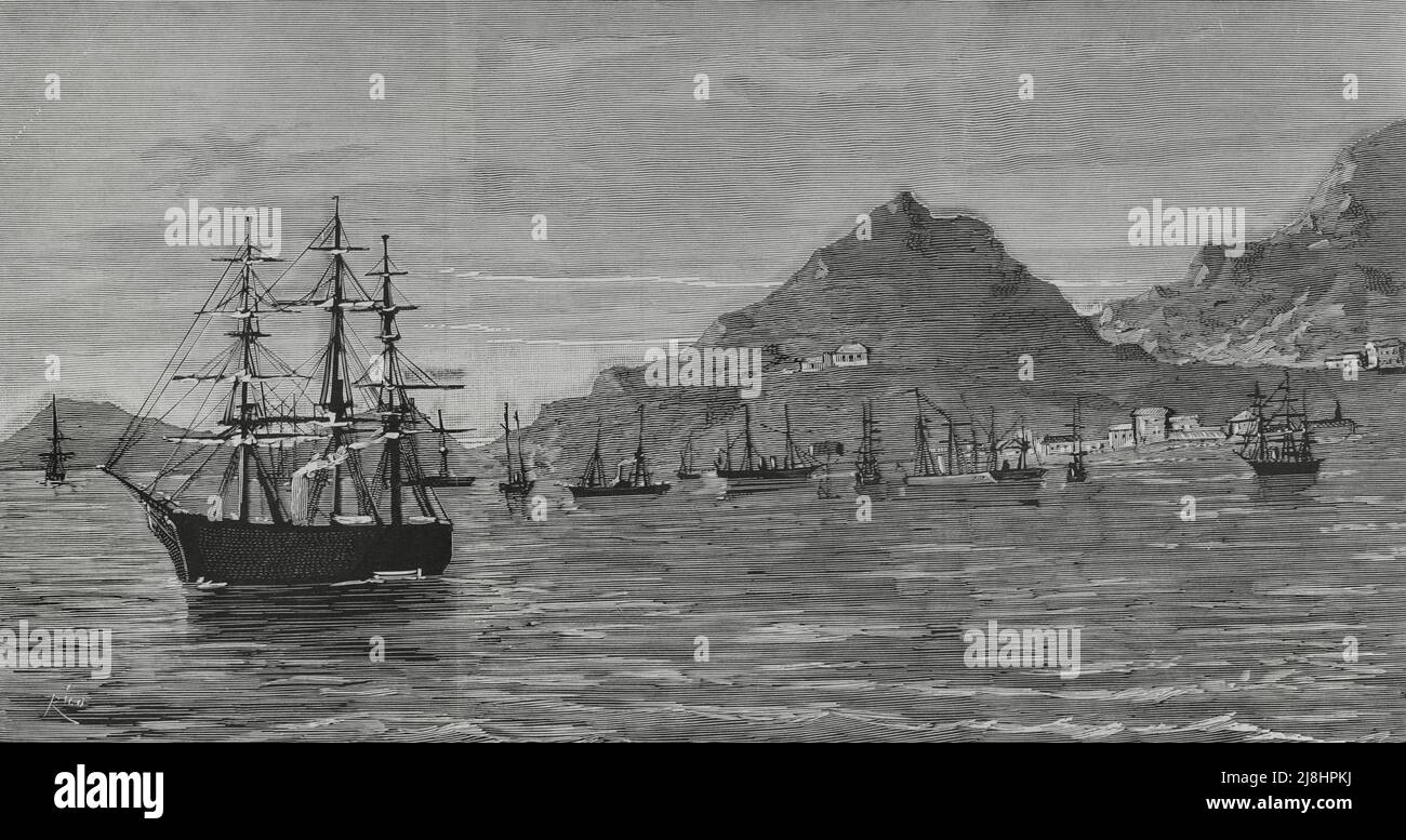 Aden (Arabia). View of the natural harbor in the Bab el-Mandeb Strait ...