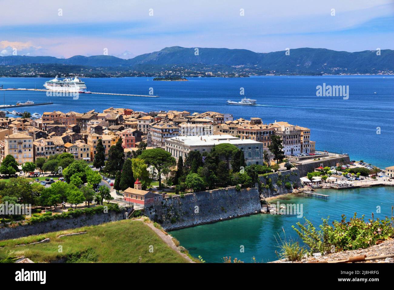 Corfu Old Town (Kerkyra) - UNESCO World Heritage Site in Greece. Aerial ...