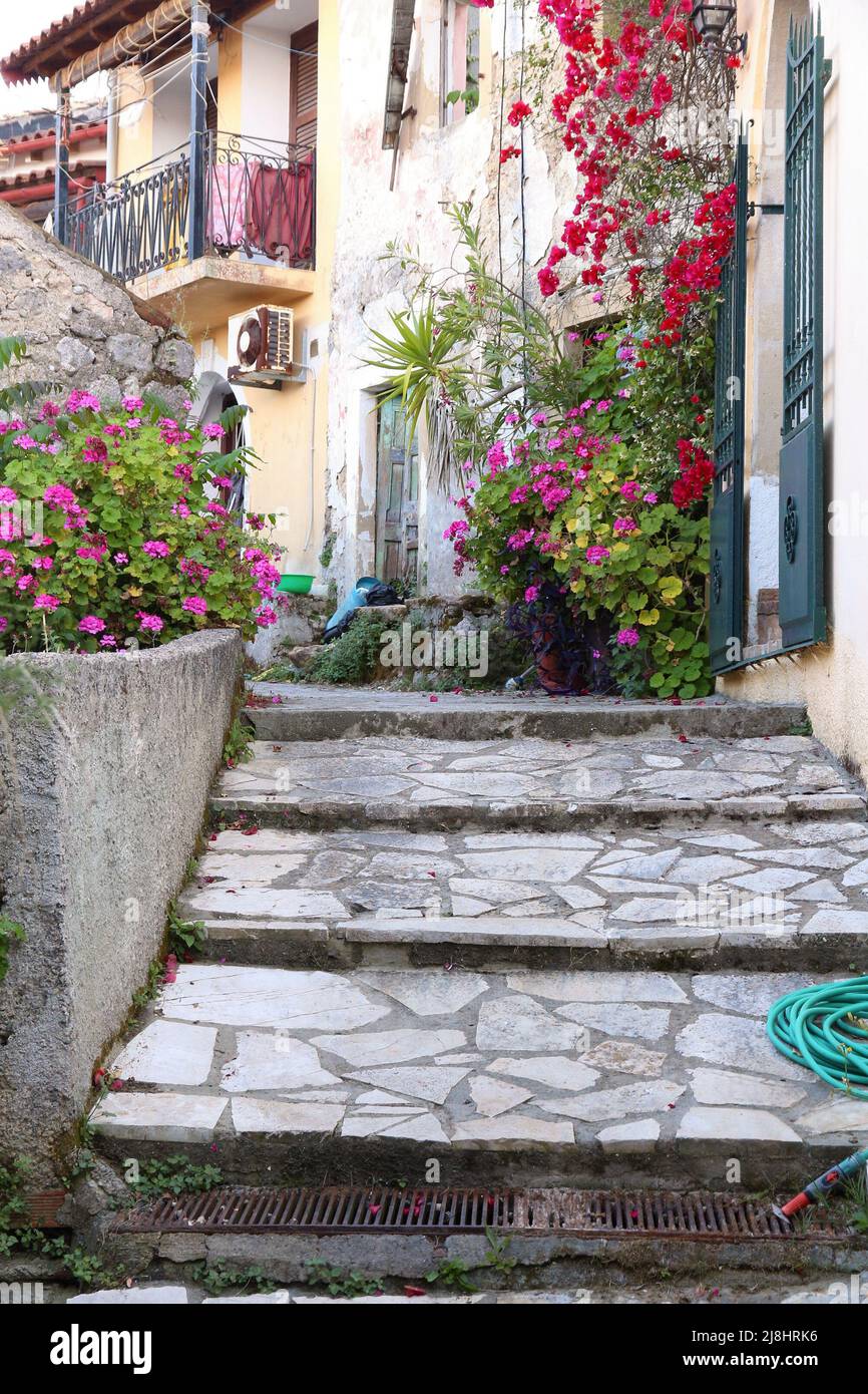 Greek village at the island of Corfu - Sinarades. Rural Greece Stock ...
