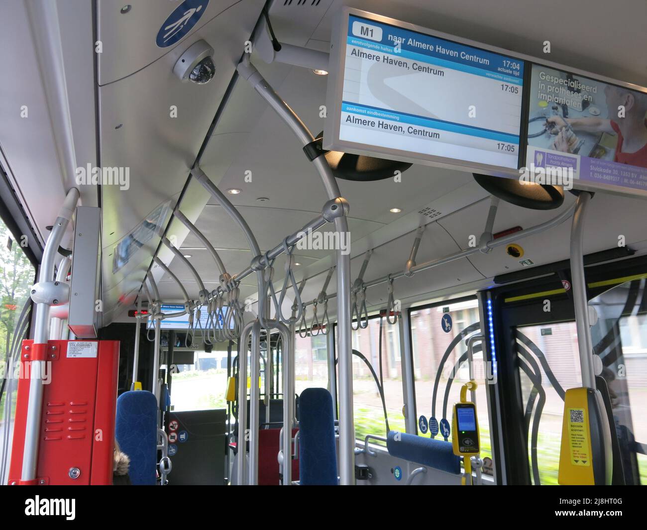 Interior of the M1 bus from Almere city centre towards the marina at ...