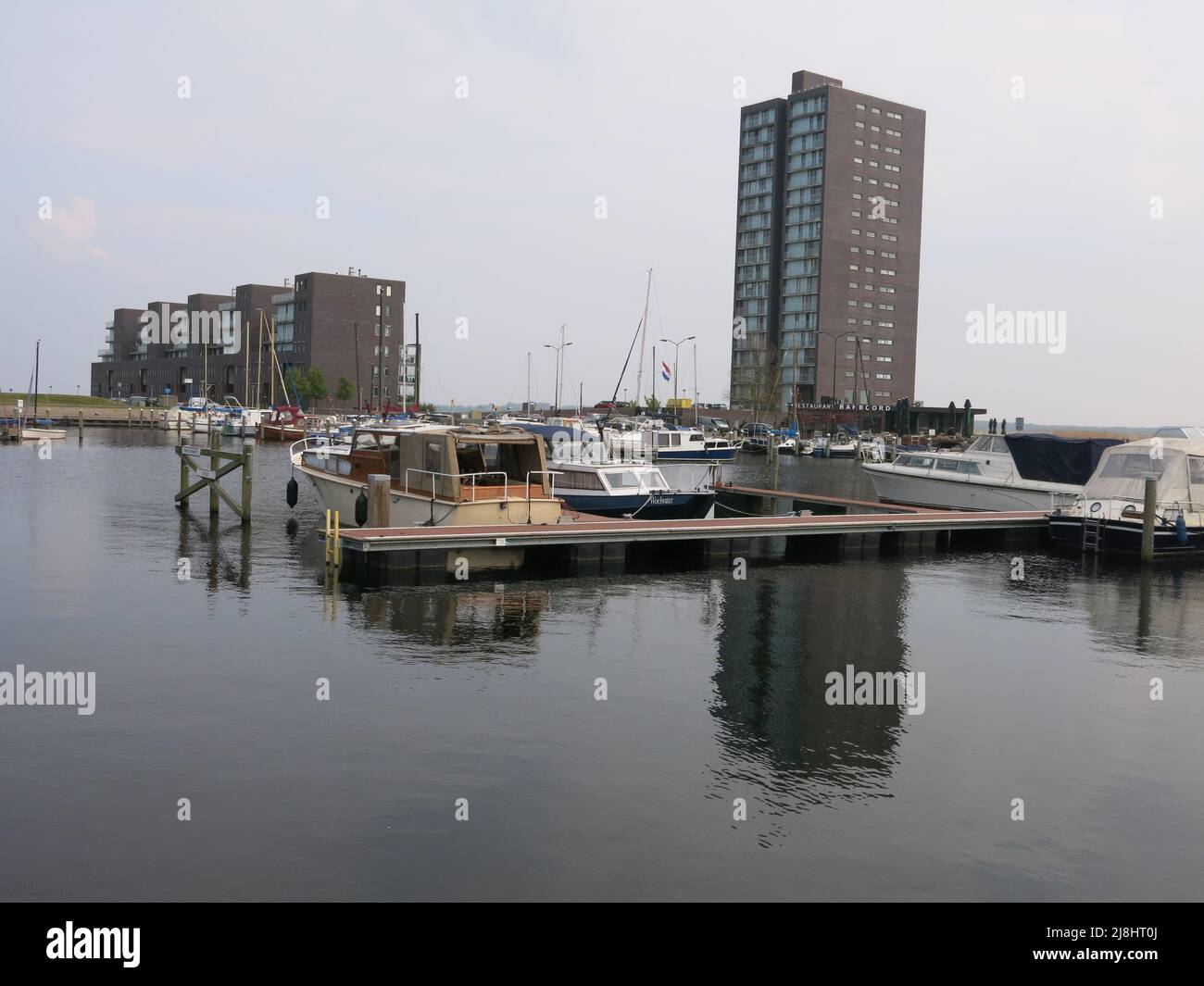 View across the harbour at Almere Haven looking towards the tower block ...