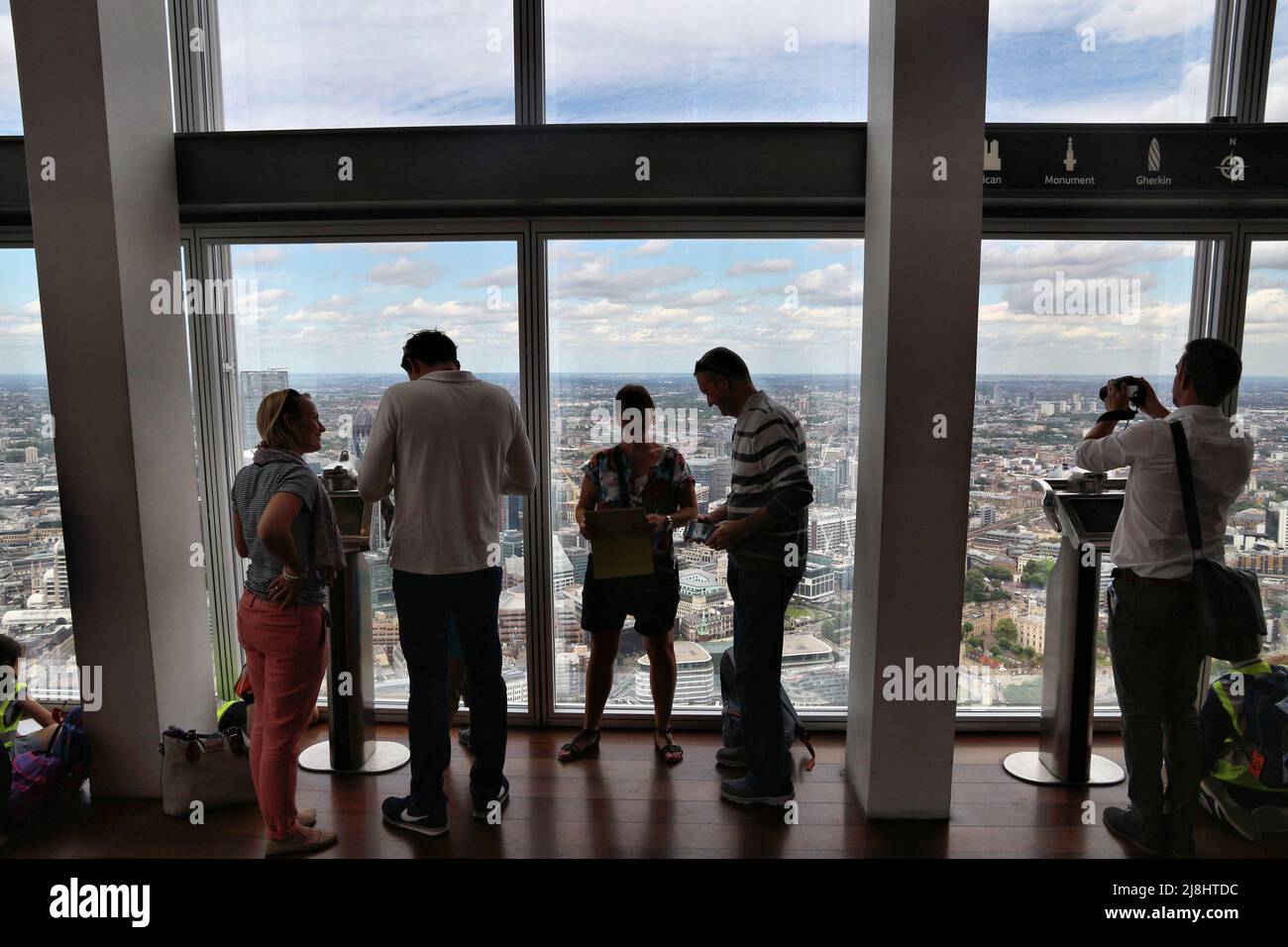 LONDON, UK - JULY 8, 2016: People visit the London observation floor at ...