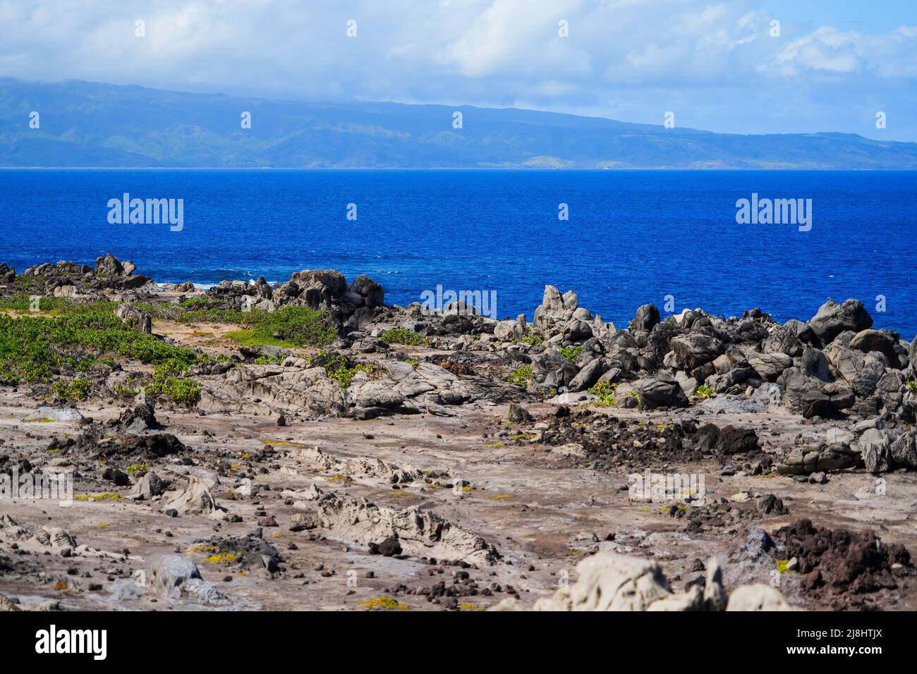 Molokai island as seen from Hawea Point along the Kapalua Coastal Trail ...