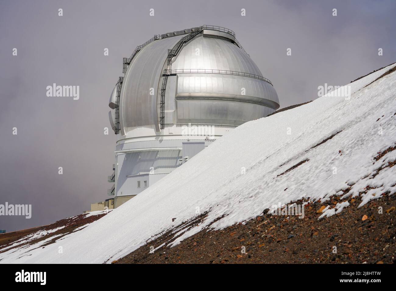 Shiny dome of the Gemini Observatory at the summit of the Mauna Kea ...