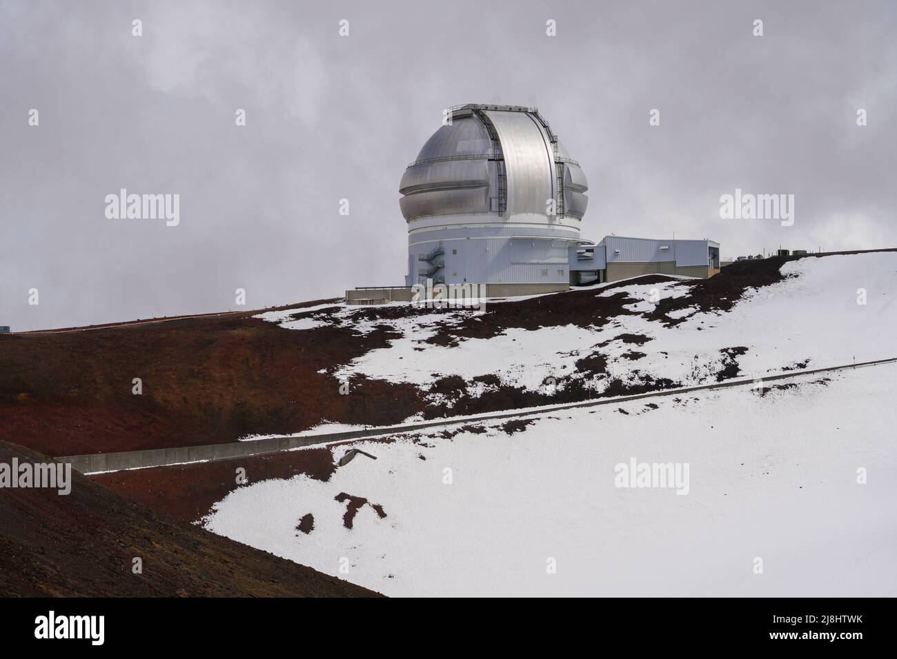 Shiny dome of the Gemini Observatory at the summit of the Mauna Kea ...