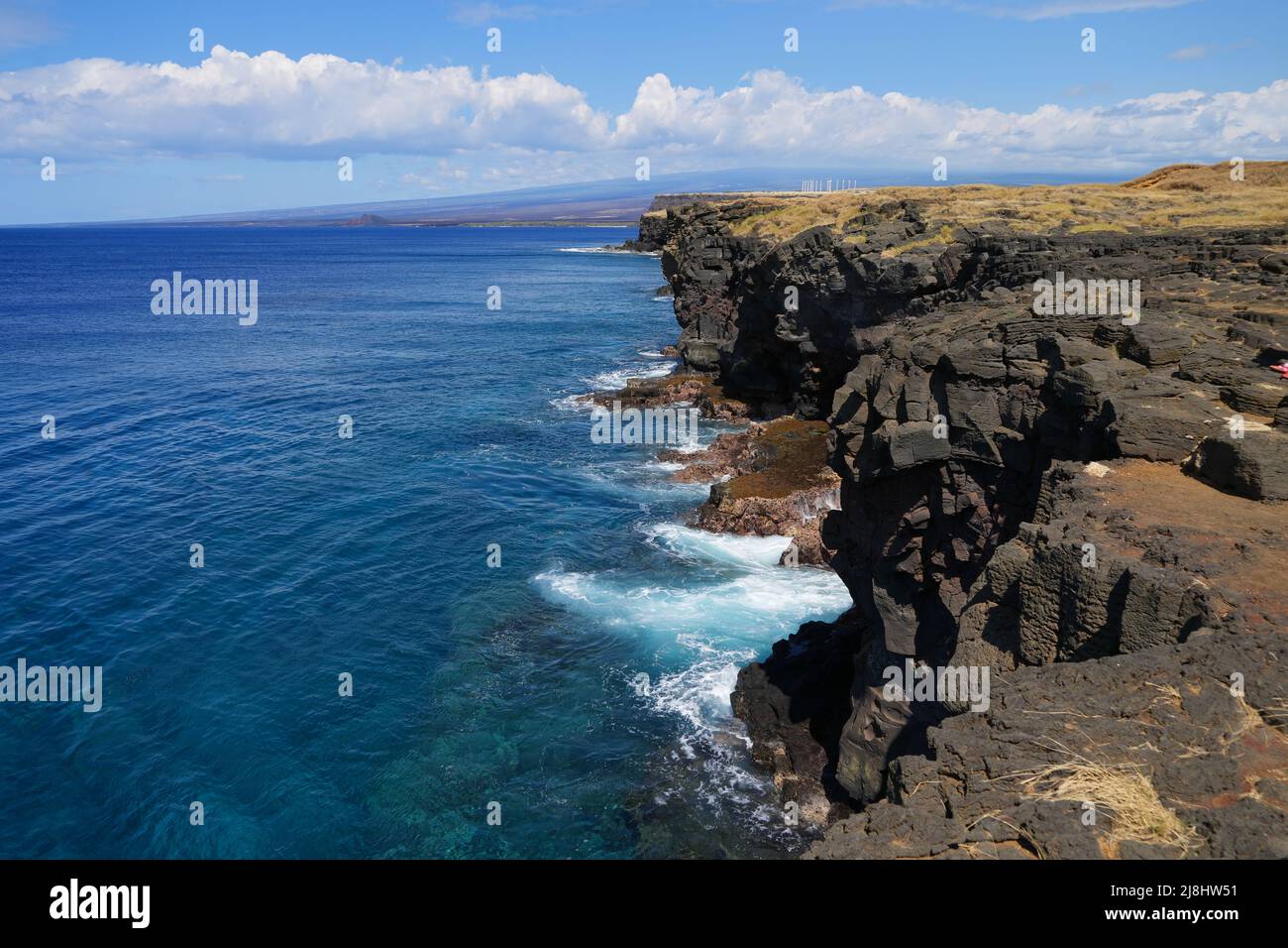 Volcanic cliffs in South Point Park, the southernmost point of the ...