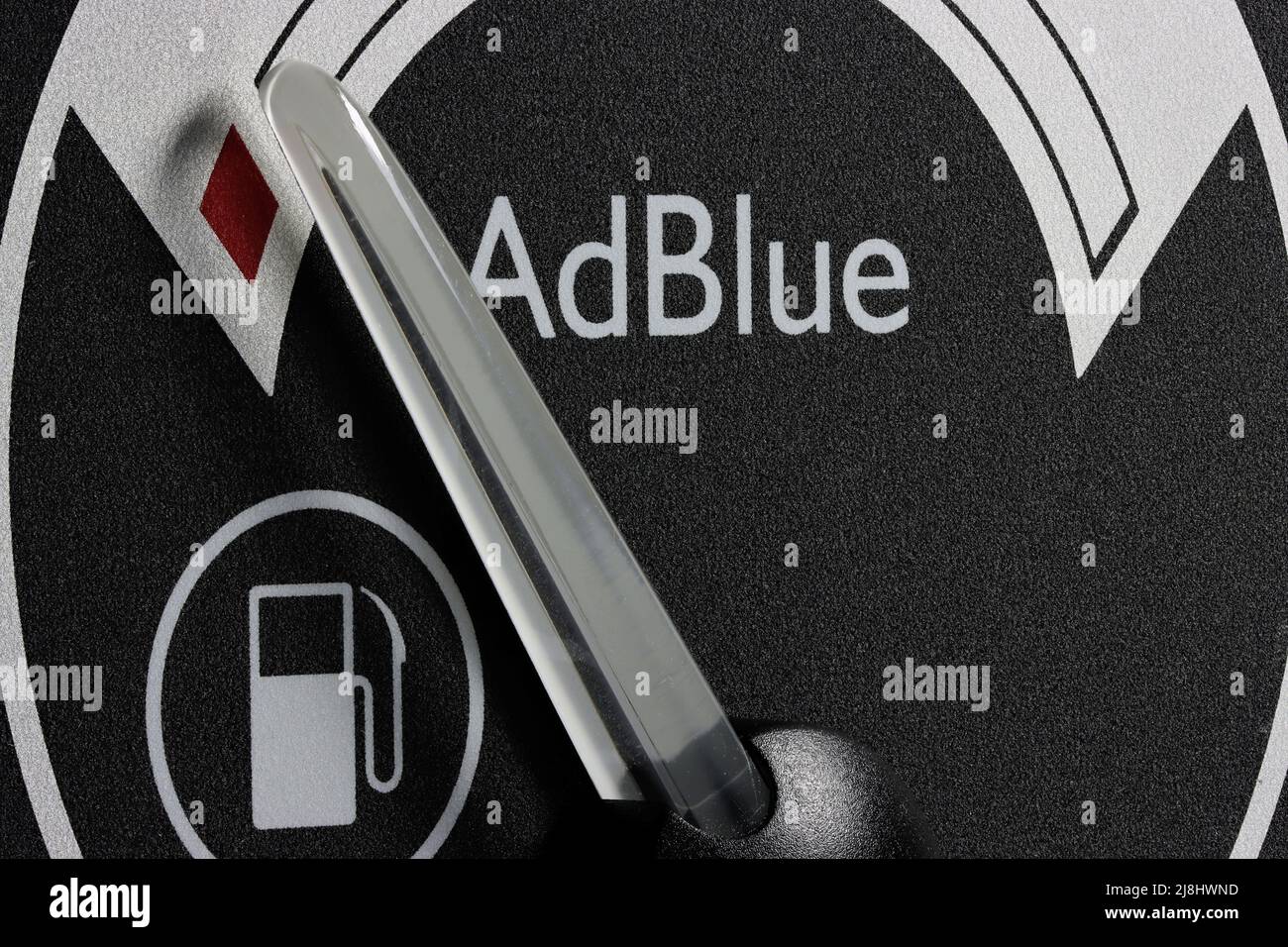 AdBlue fuel gauge in truck dashboard - empty. AdBlue is a registered ...