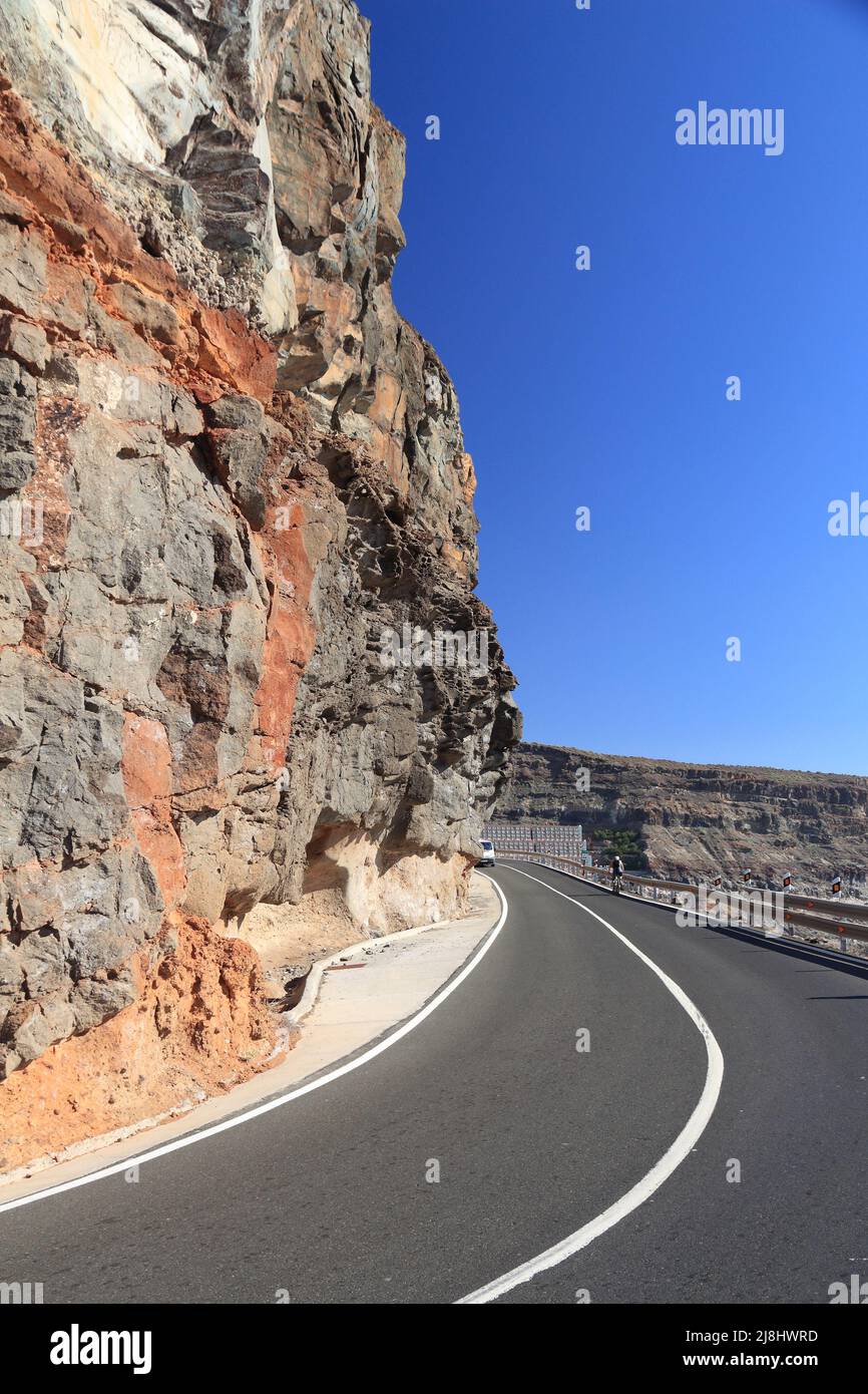 Cliffside road in Gran Canaria, Canary Islands, Spain Stock Photo - Alamy
