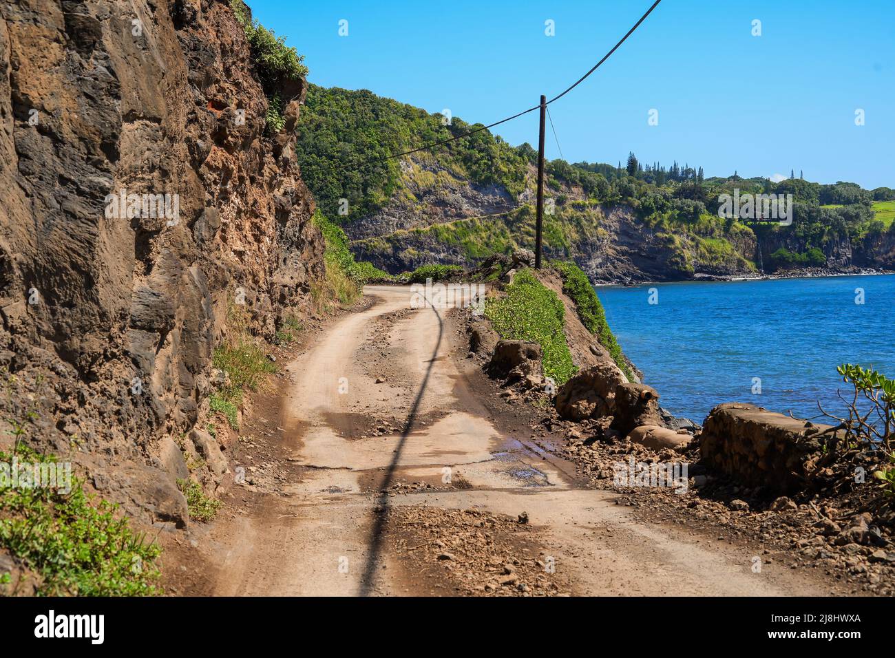 The end of Hana Highway in the southeast of Maui island, Hawaii ...