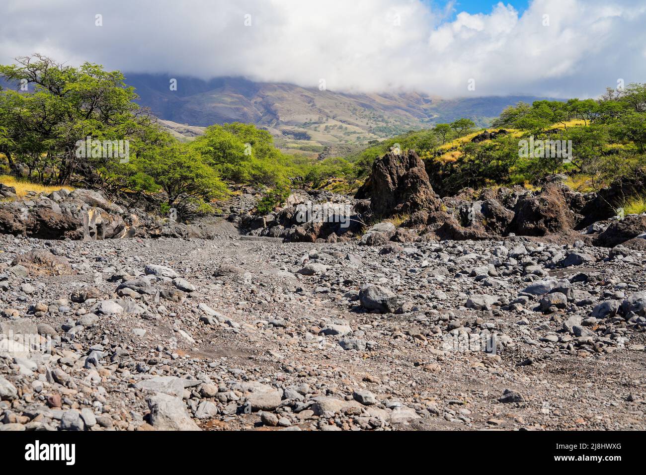 Kahalulu Gulch along the Piilani Highway in the southeast of Maui ...