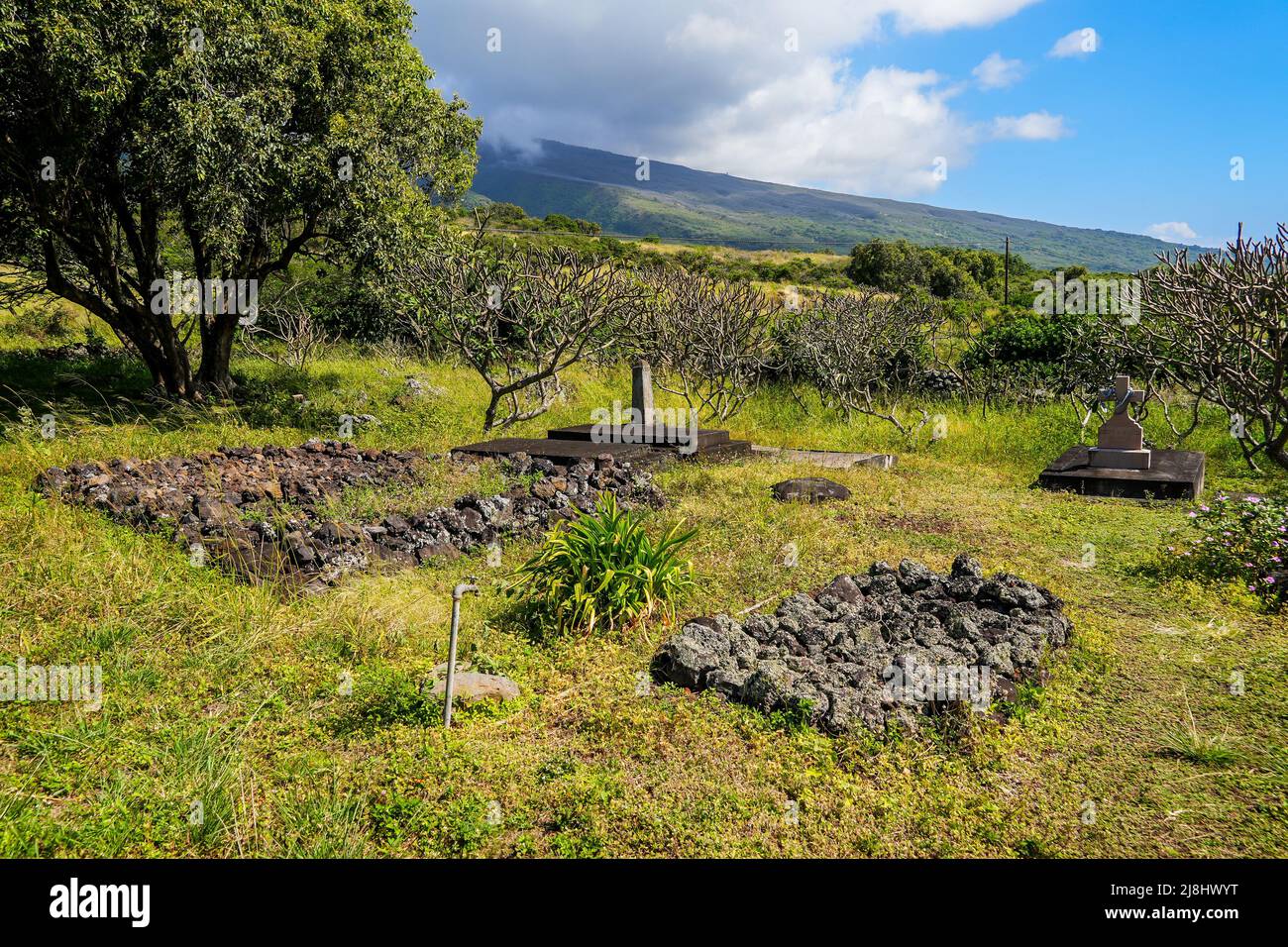 Burial grounds of Saint Joseph Church, built in 1862 along the Piilani ...