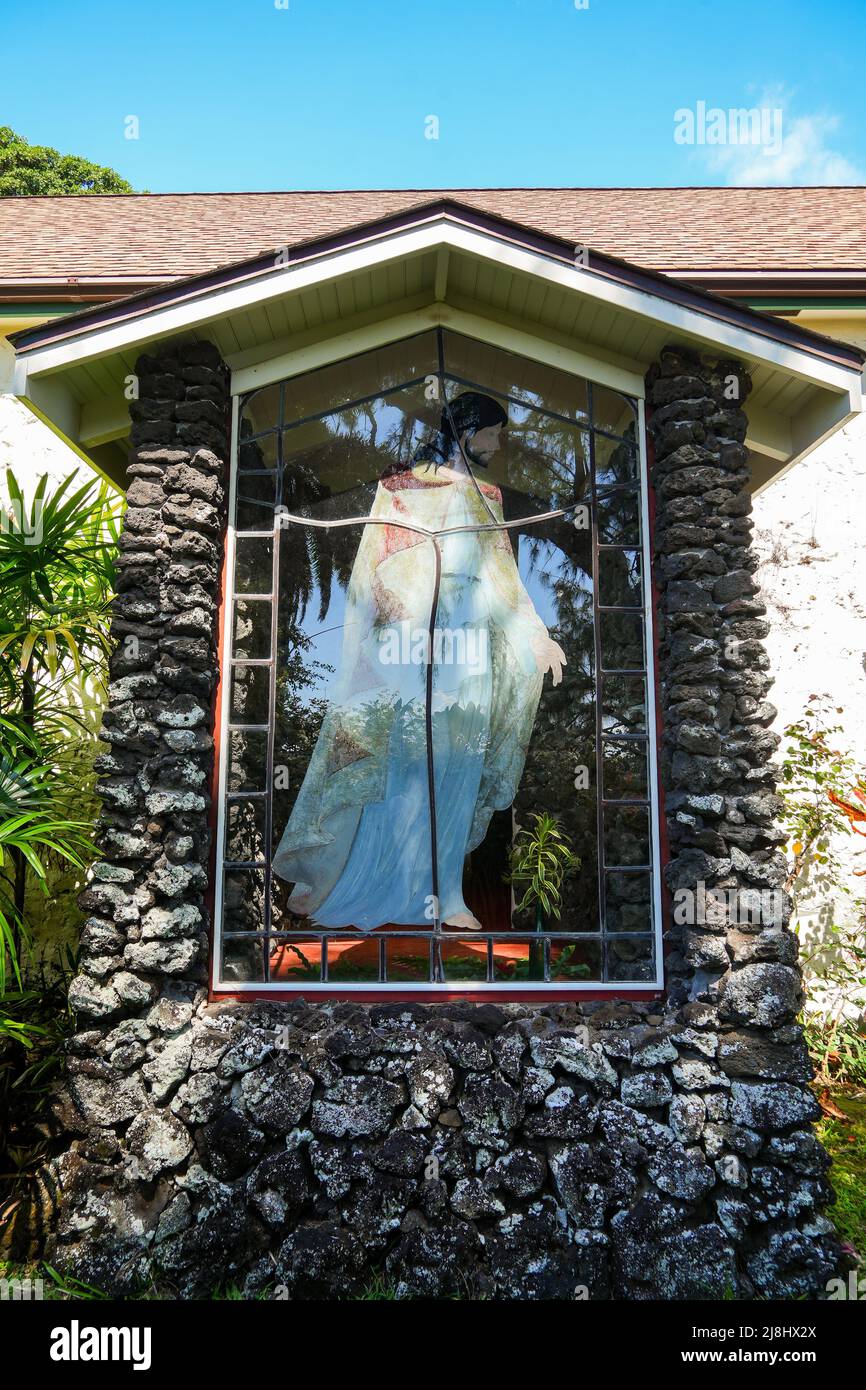 Stained glass window displaying Jesus Christ on the side of the ...