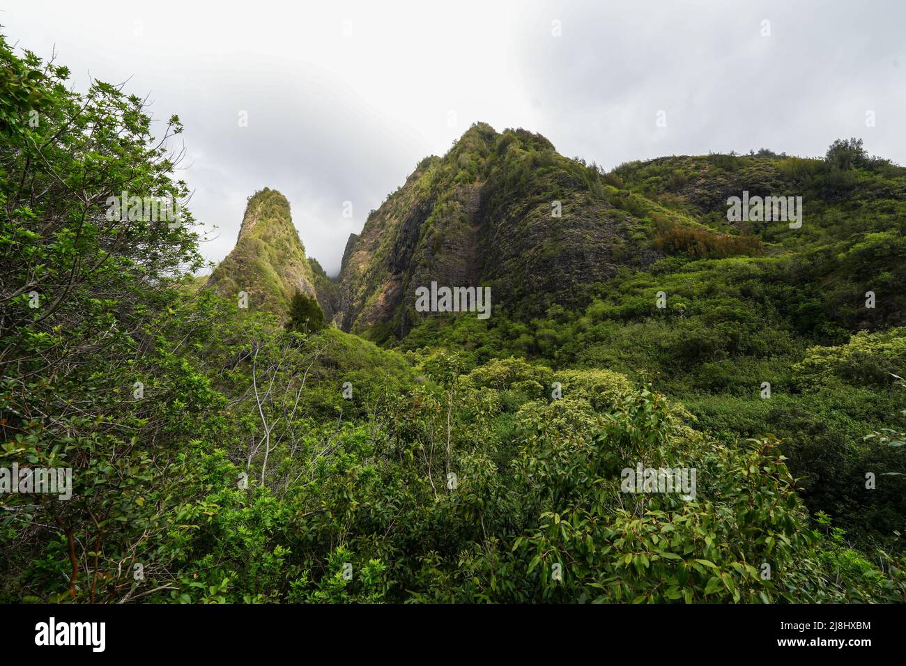 Iao Needle State Monument in Iao Valley in the west of Maui island in ...