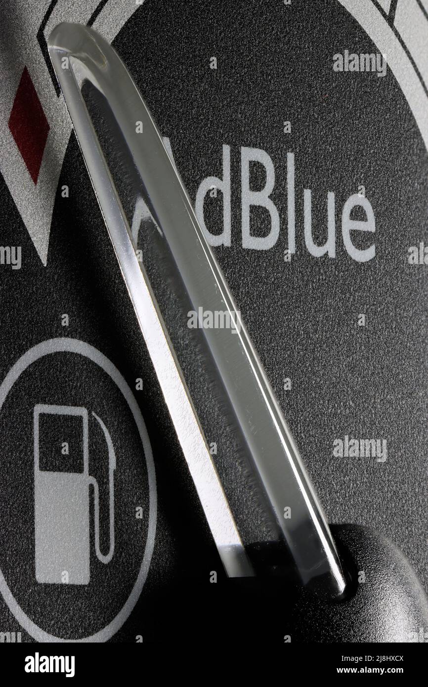AdBlue fuel gauge in truck dashboard - empty. AdBlue is a registered ...