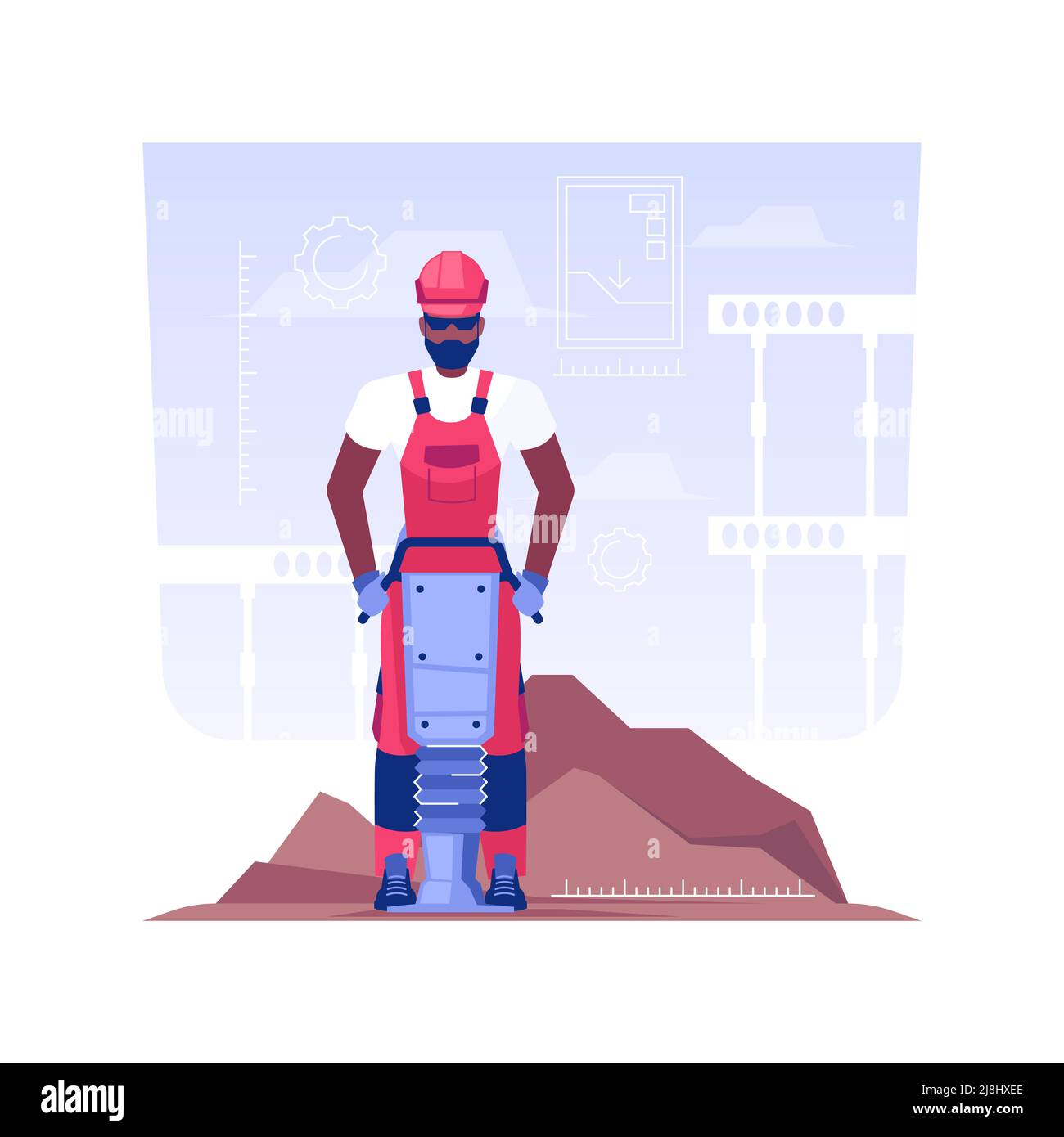 Soil compaction isolated concept vector illustration. Contractor with ...