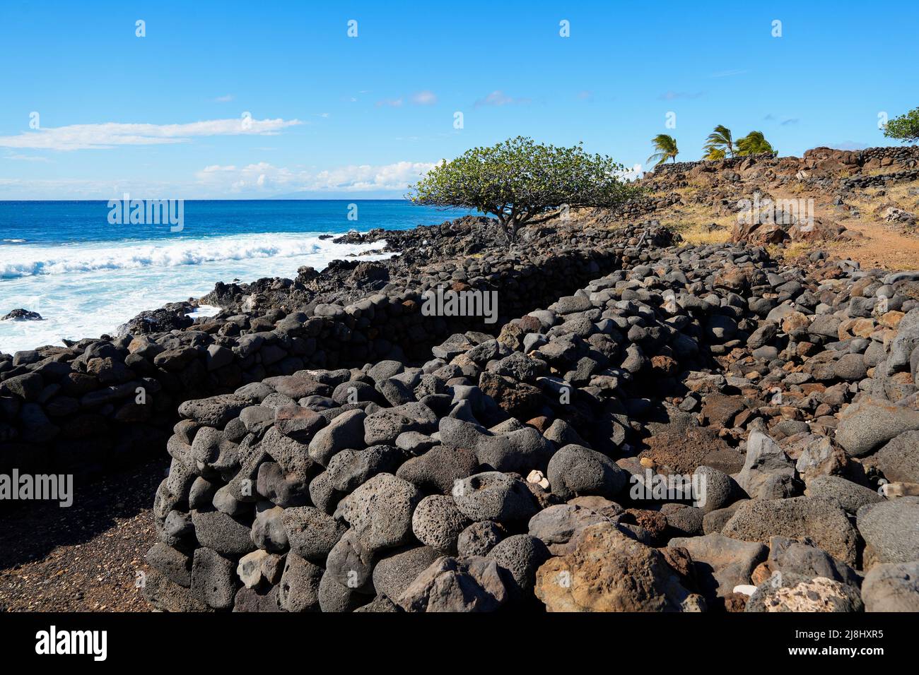 Ruins of traditional Hale (houses) in the ancient fishing village of ...