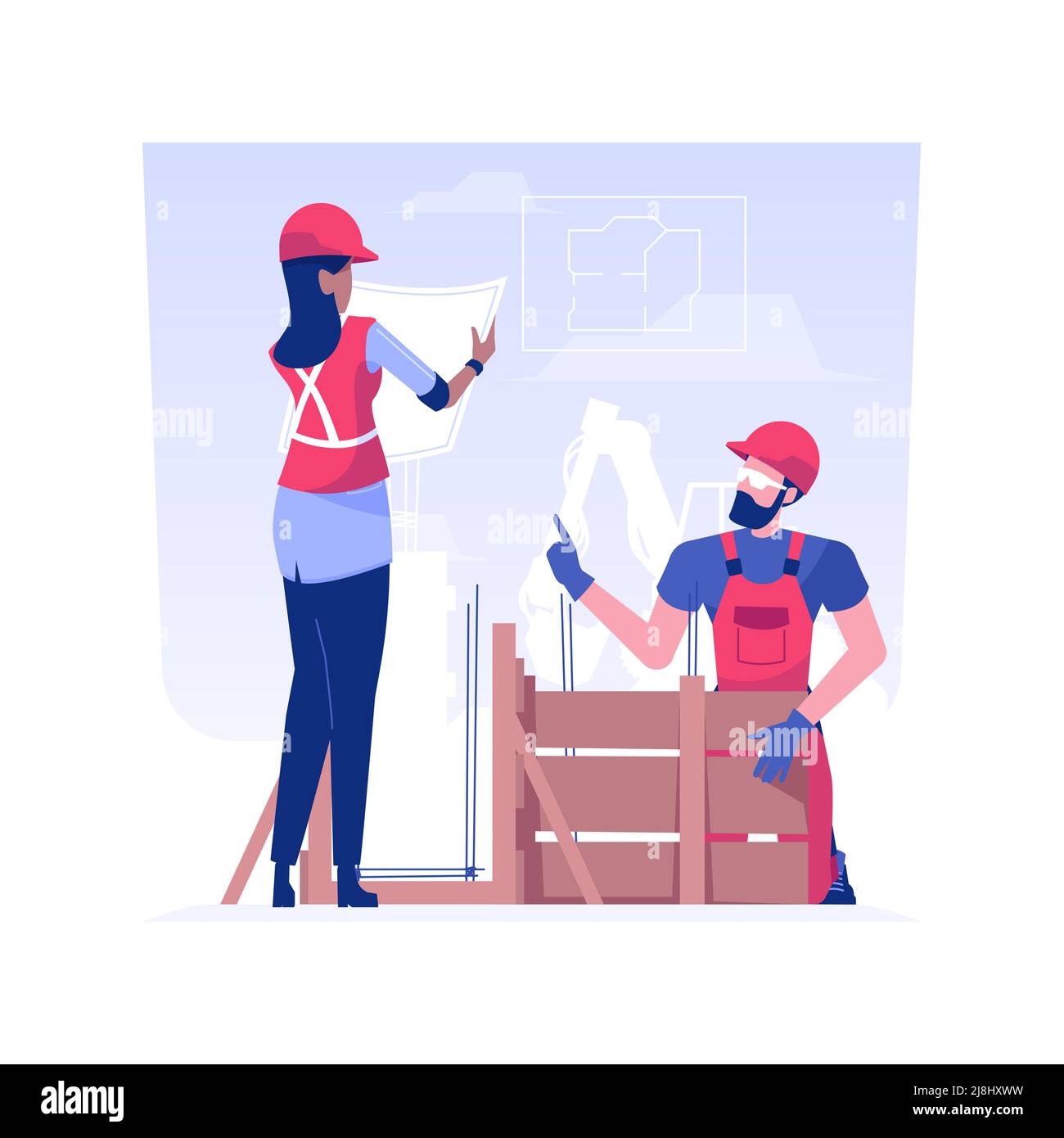 Temporary foundation isolated concept vector illustration. Group of ...