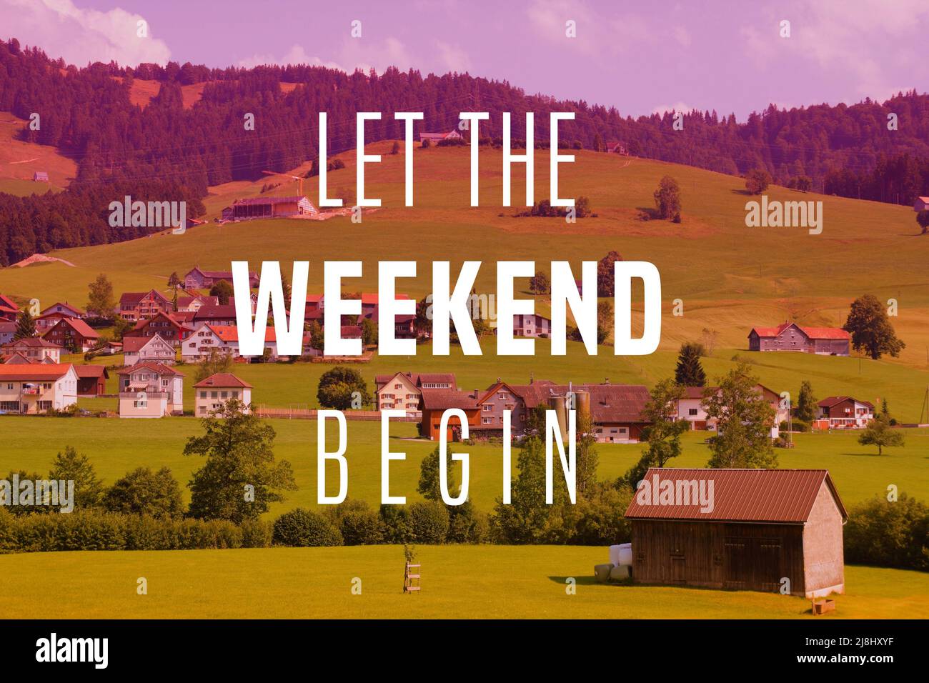 Weekend beginning. Social media motivational poster. Inspiration sign ...