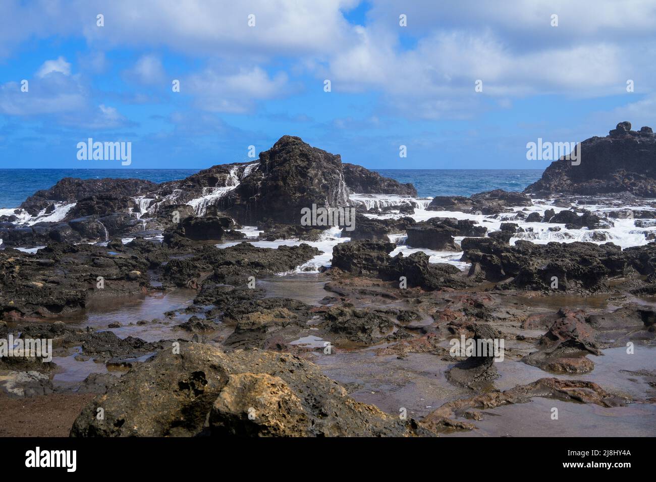 Marine geyser of Nakelele Blowhole on West Maui in the Hawaiian Islands ...