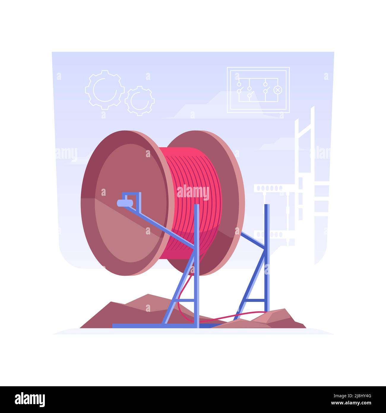 Laying electric cables isolated concept vector illustration. Engineers ...