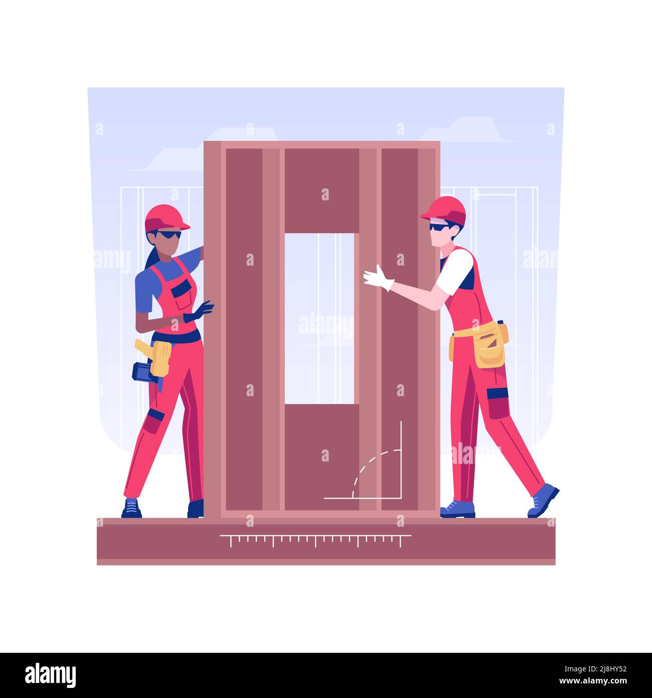 Framing walls isolated concept vector illustration. Contractors deals ...